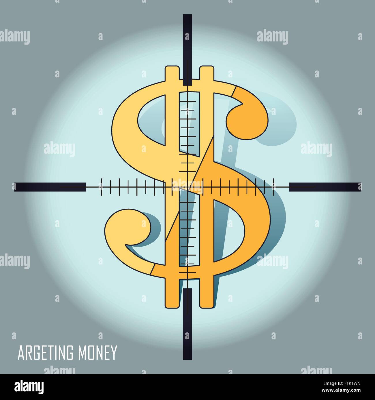 targeting money concept: aiming at big dollar symbol in line style ...