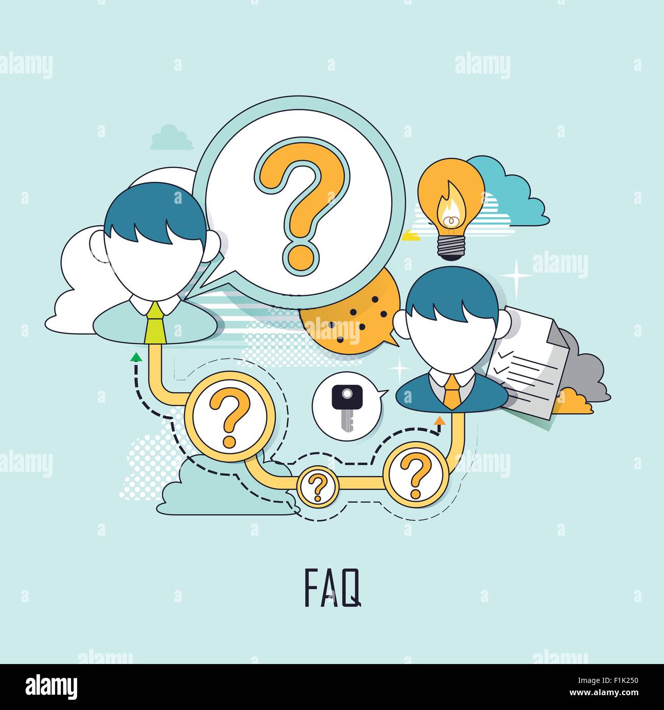 FAQ Concept Customer Service In Flat Line Style Stock Vector Image faq-concept-customer-service-in-flat-line-style-stock-vector-image