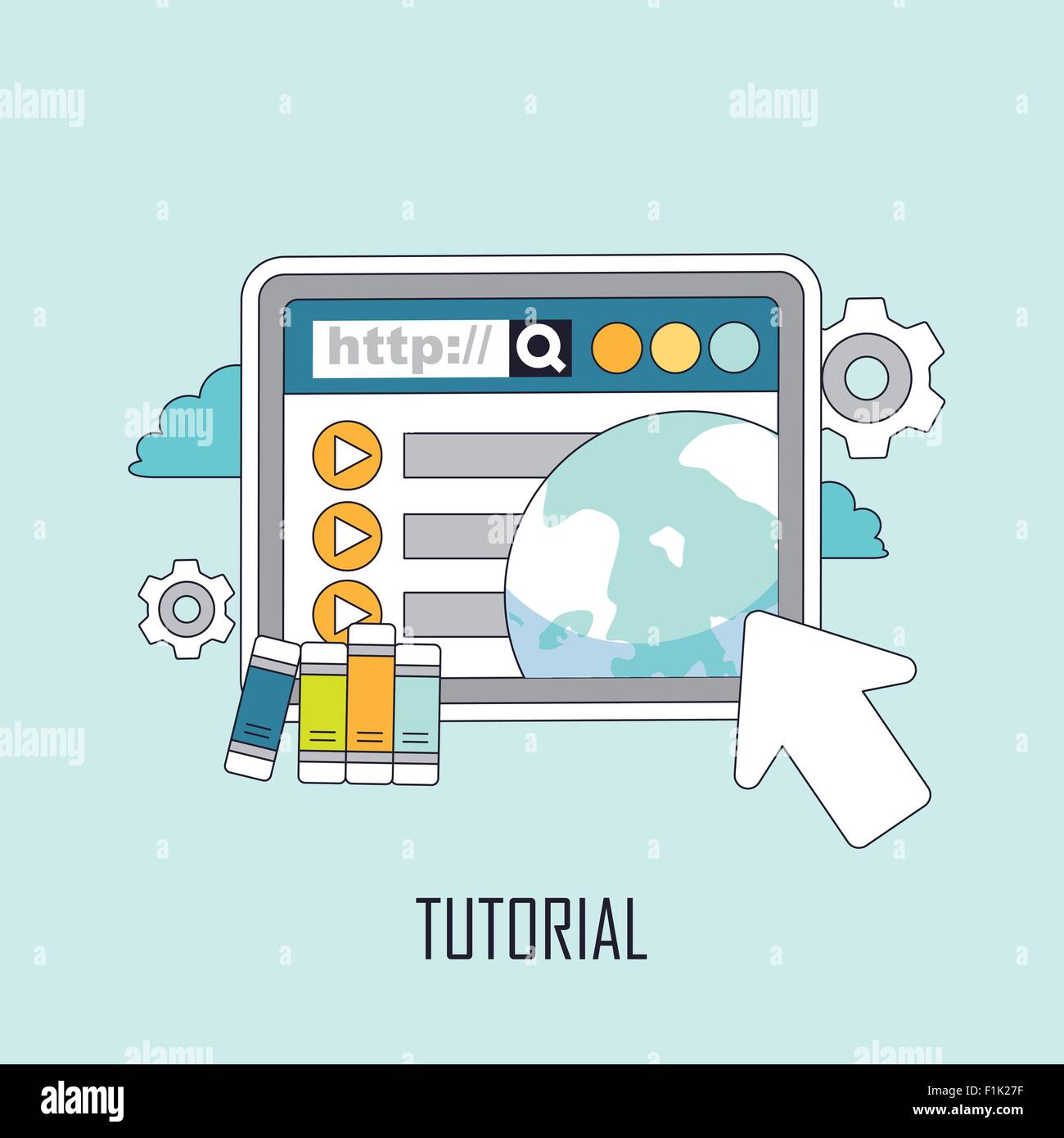 Tutorial book line icon Stock Vector Images - Alamy