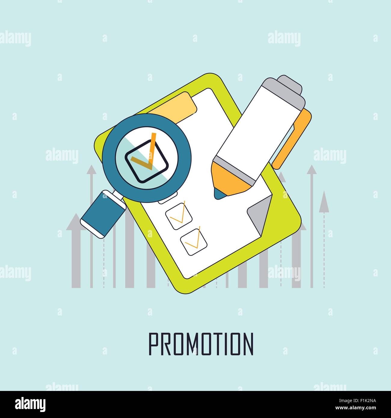 promotion concept: questionnaire and pen in line style Stock Vector ...