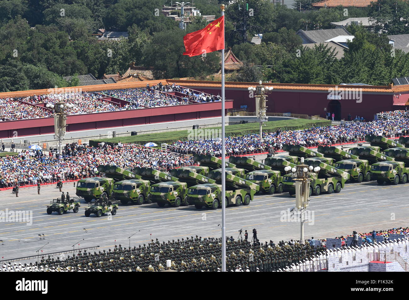 Beijing, China. 3rd Sep, 2015. Upgraded conventional missiles attend ...