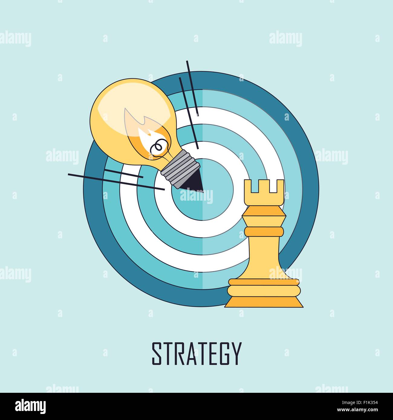strategy concept: bulb and target in line style Stock Vector Image ...