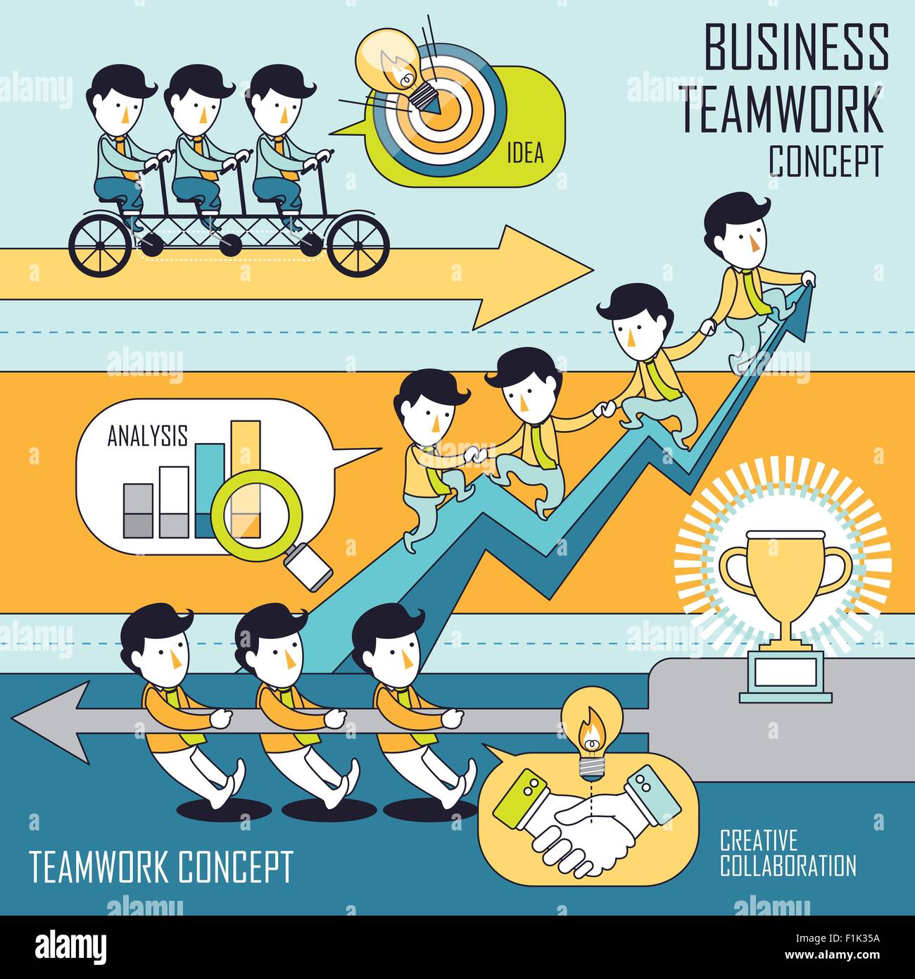 business teamwork concept set in line style Stock Vector Image & Art ...