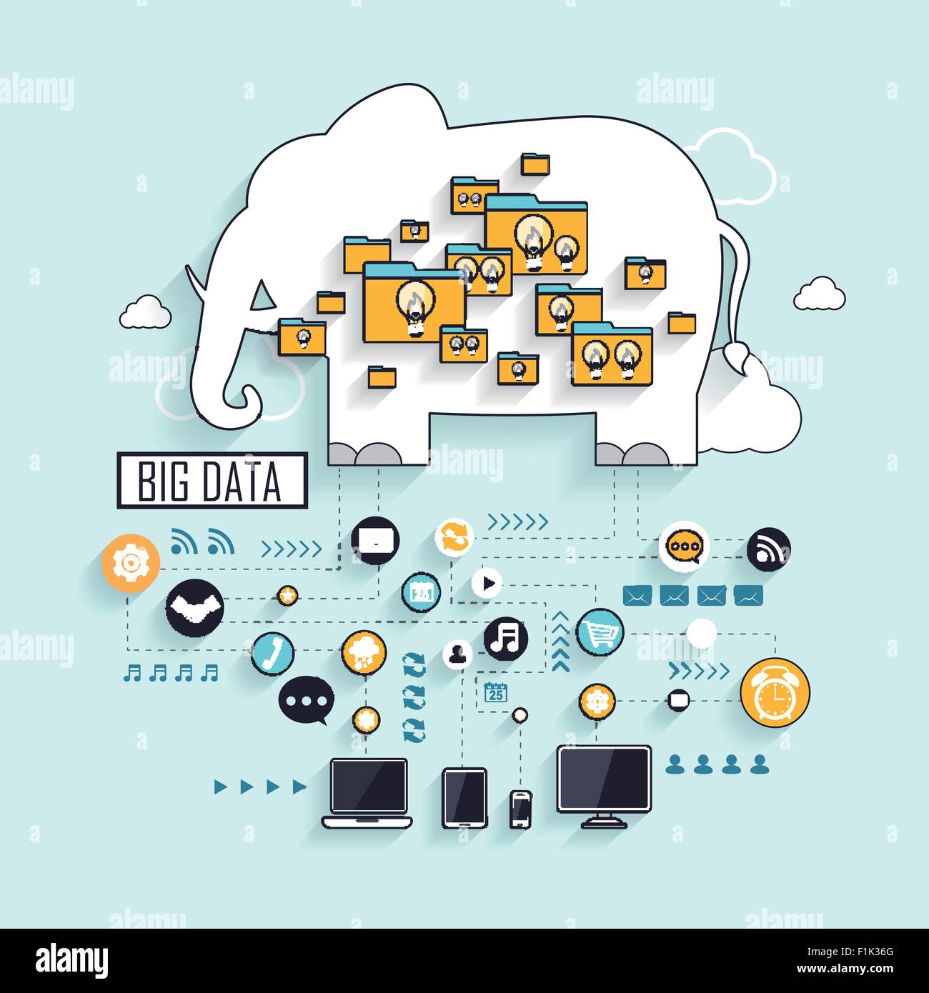 big data concept with elephant in line style Stock Vector Image & Art ...
