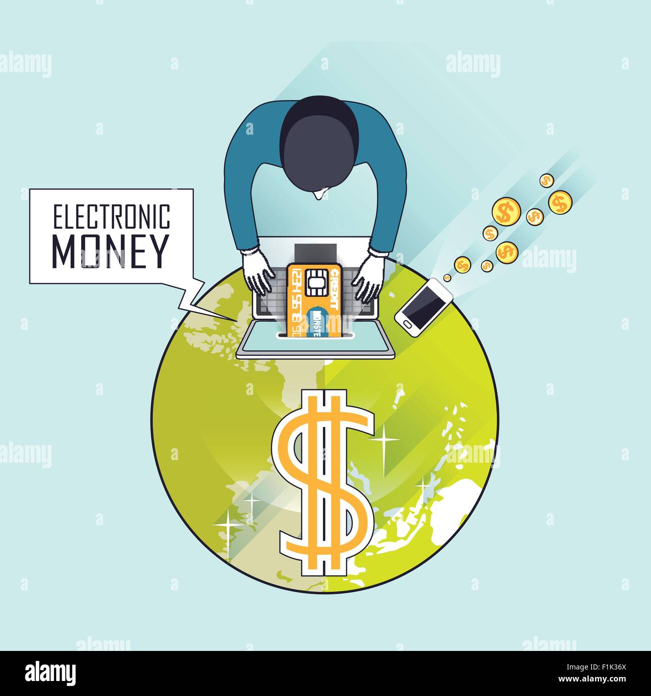 electronic money business concept in line style Stock Vector Image ...