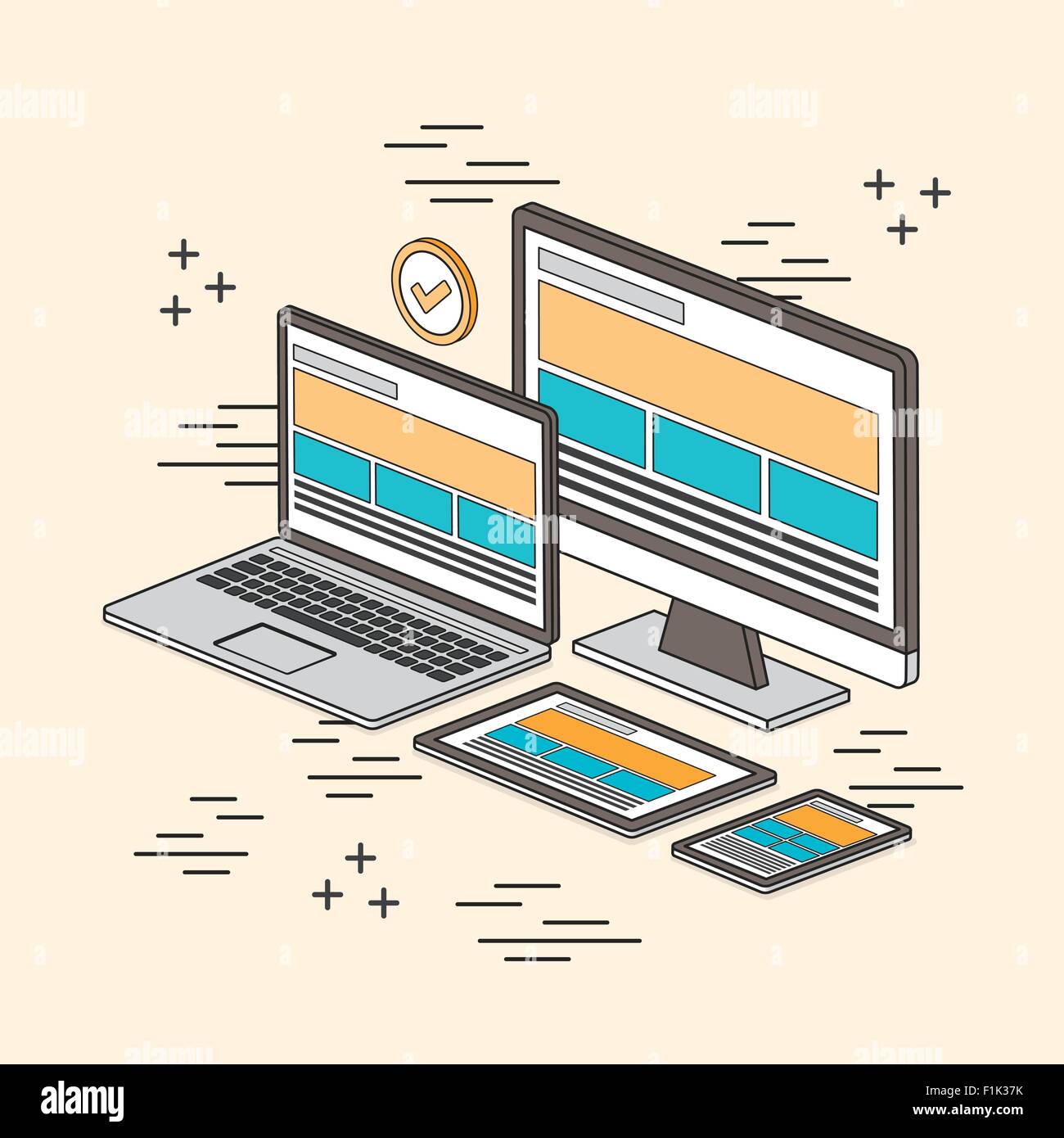 responsive web design concept in line style Stock Vector Image & Art ...