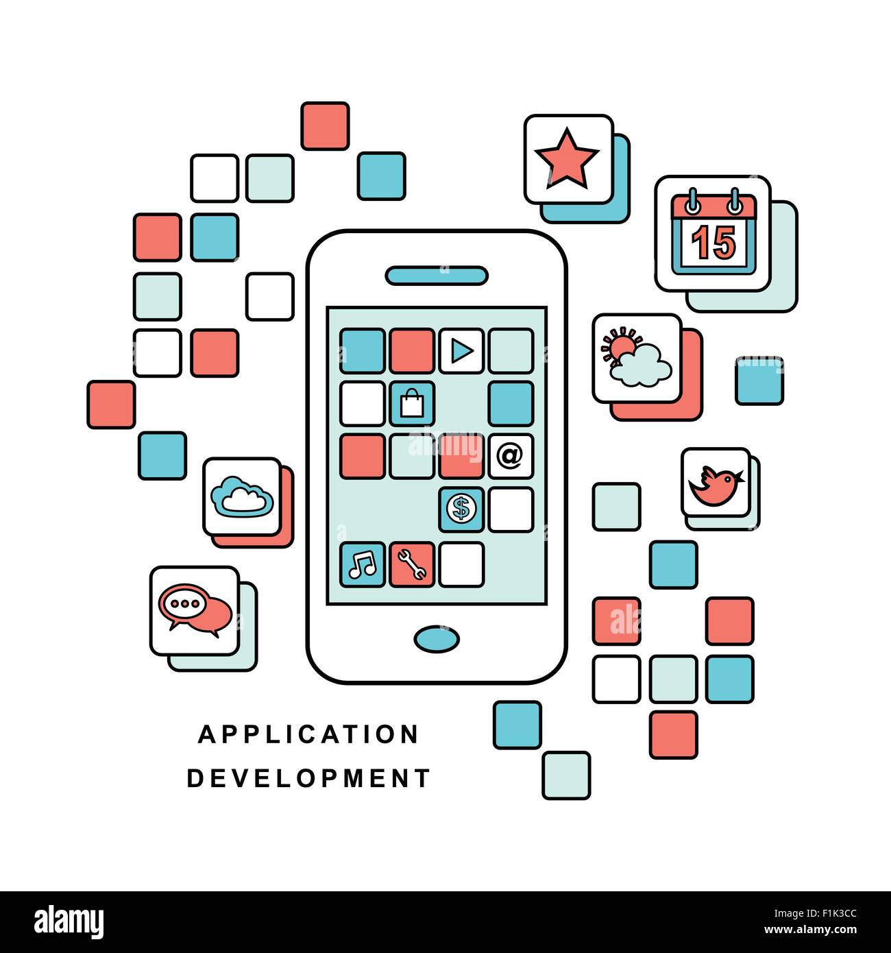 line style of development process an application for mobile phone Stock ...