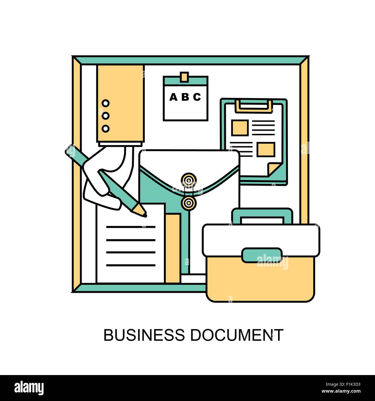 business document concept: a hand is going to sign an contract in line ...