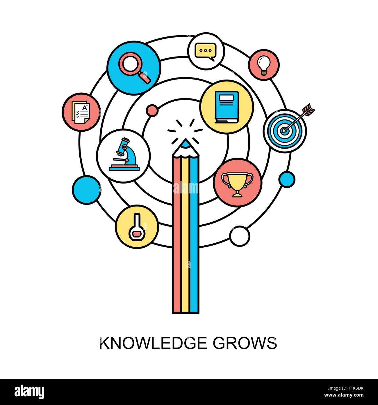 knowledge grows concept in flat line style Stock Vector Image & Art - Alamy