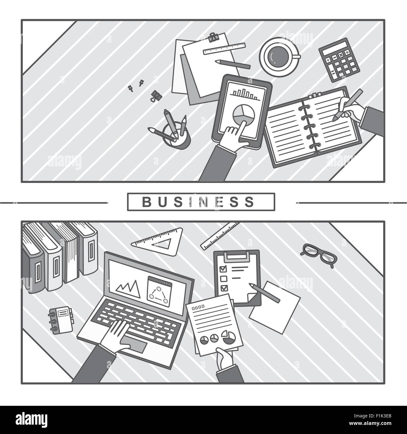 business workplace concept in comic line style Stock Vector Image & Art ...