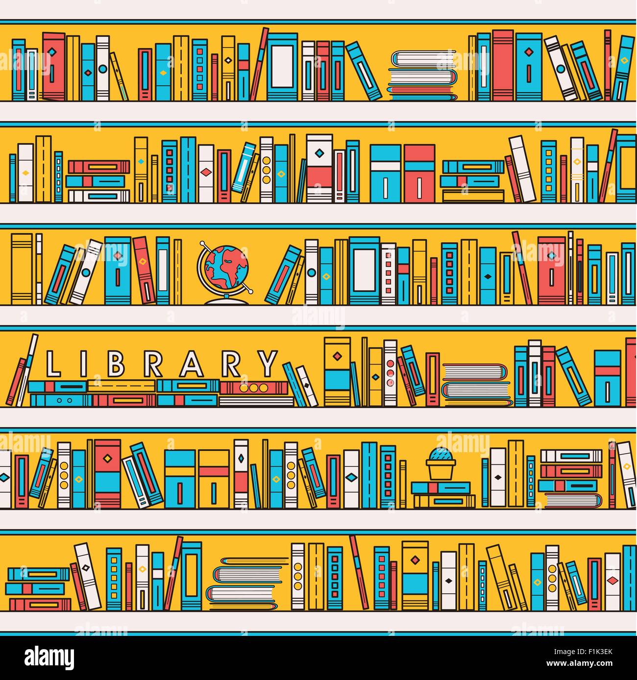 library scene illustration in flat line style Stock Vector Image & Art ...