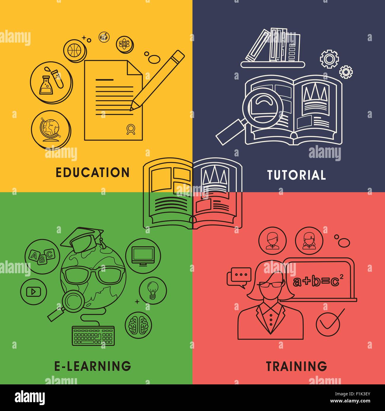education and learning concept graphic in line style Stock Vector Image ...