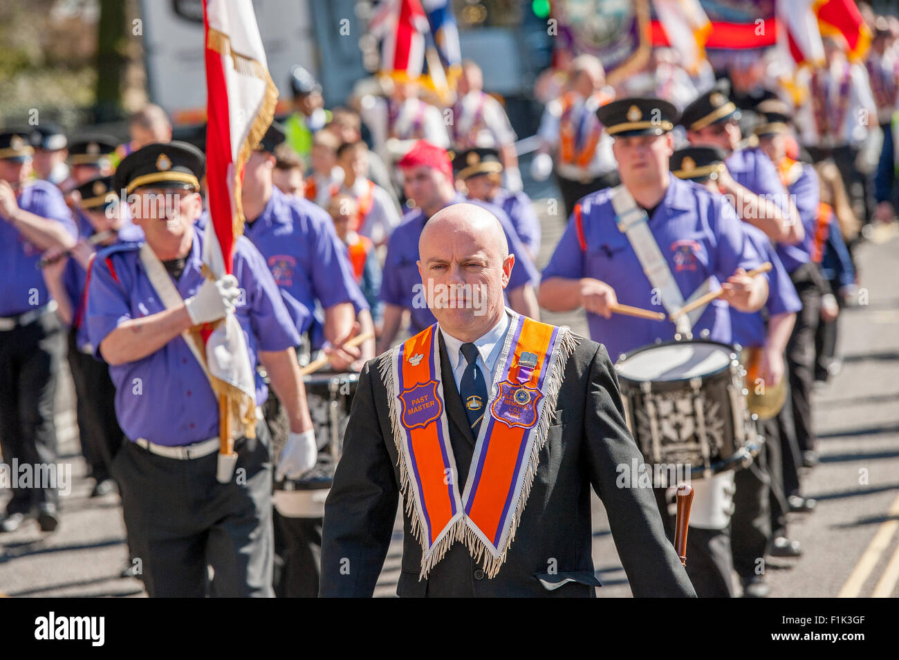 St Georges Day Orange parade in City of London being escorted by the ...