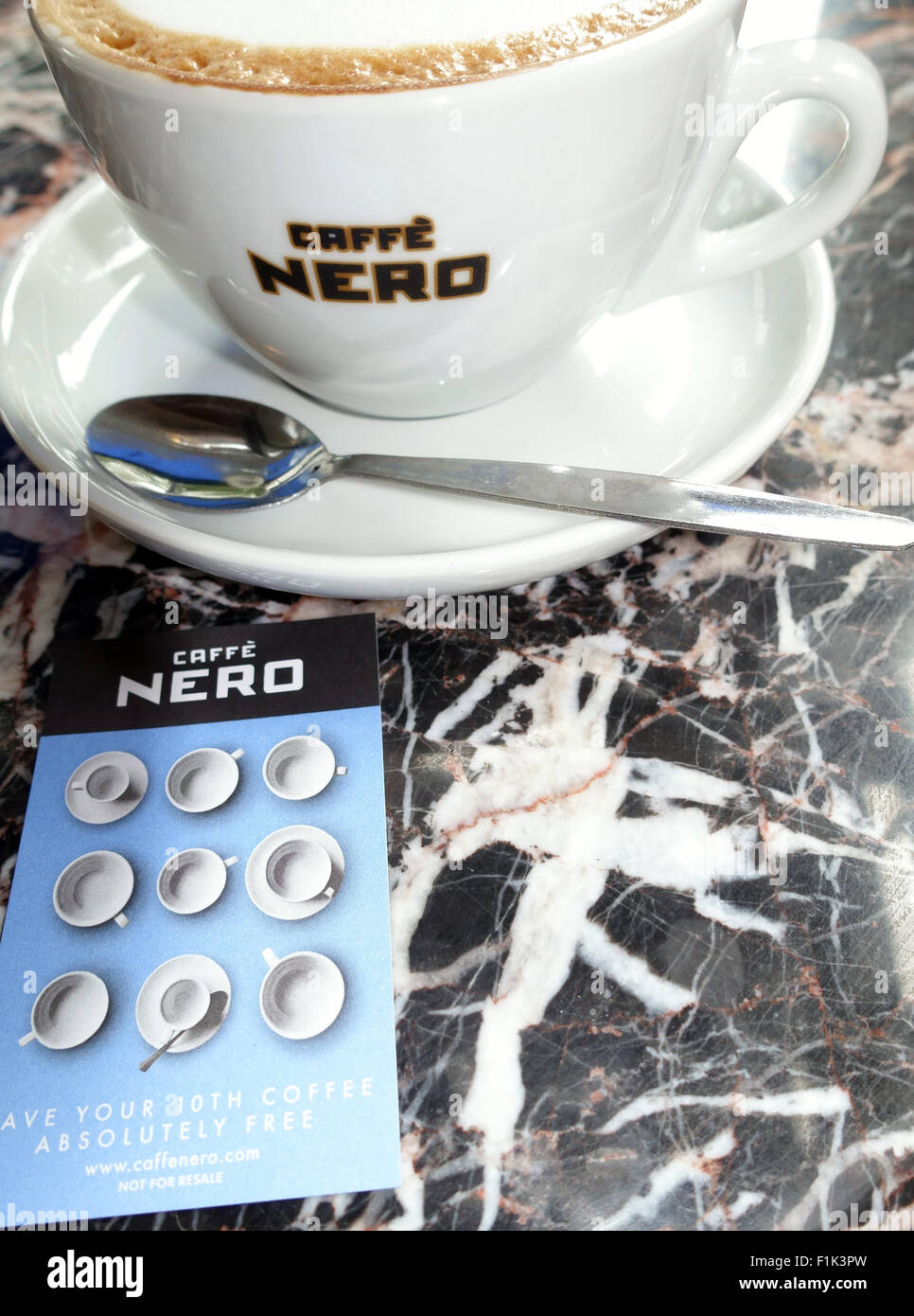 Caffe Nero cup of latte coffee and loyalty card, London Stock Photo - Alamy