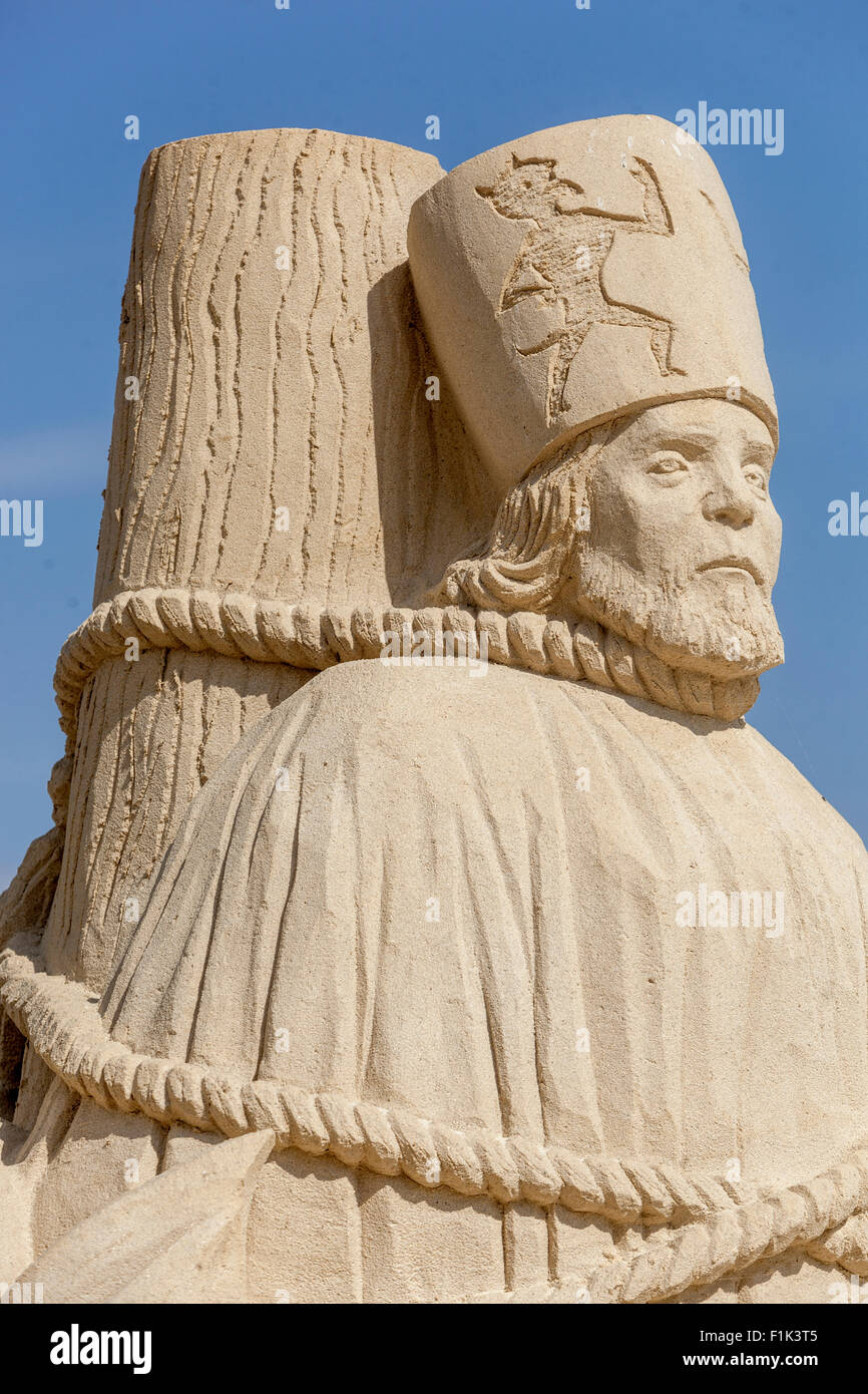 Sand sculpture of Jan Hus, Pisek, South Bohemia, Czech Republic, Europe ...