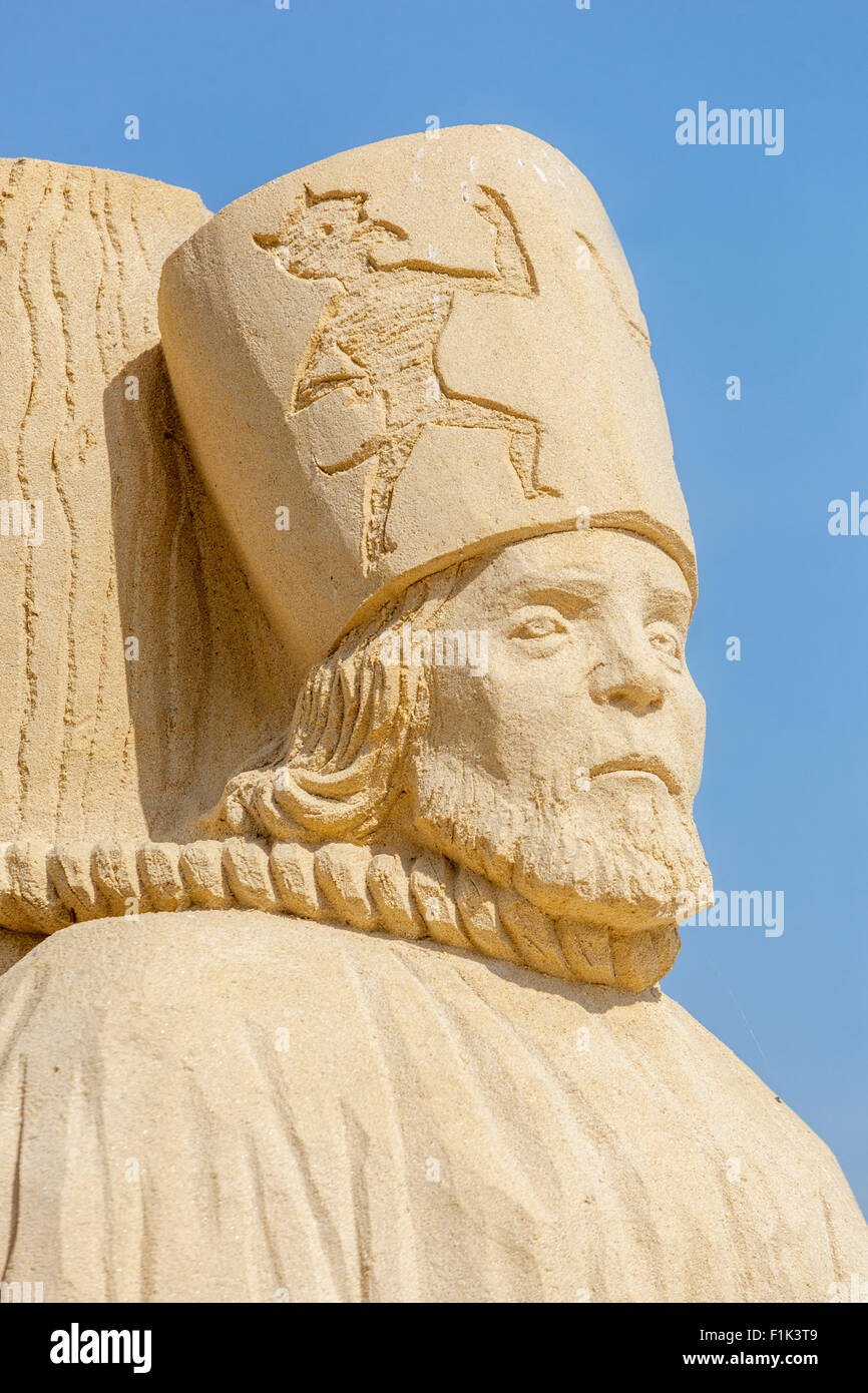Sand sculpture of Jan Hus, Pisek, South Bohemia, Czech Republic, Europe ...
