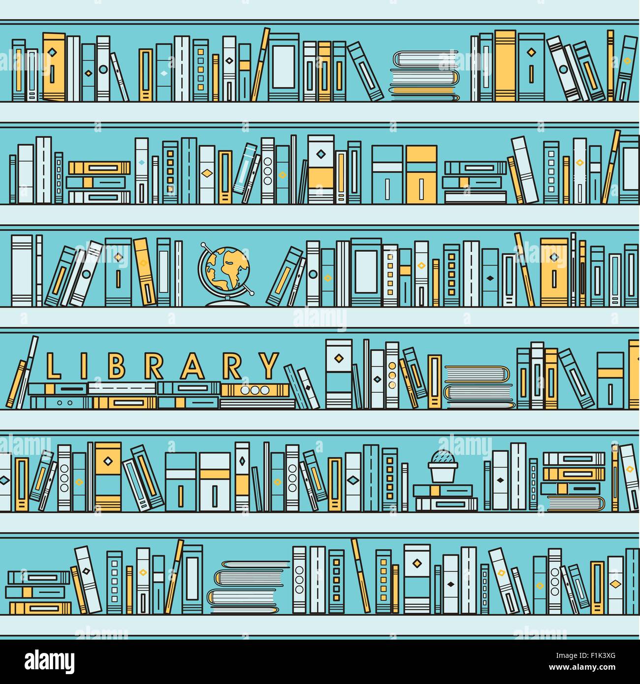 library scene illustration in flat line style Stock Vector Image & Art ...