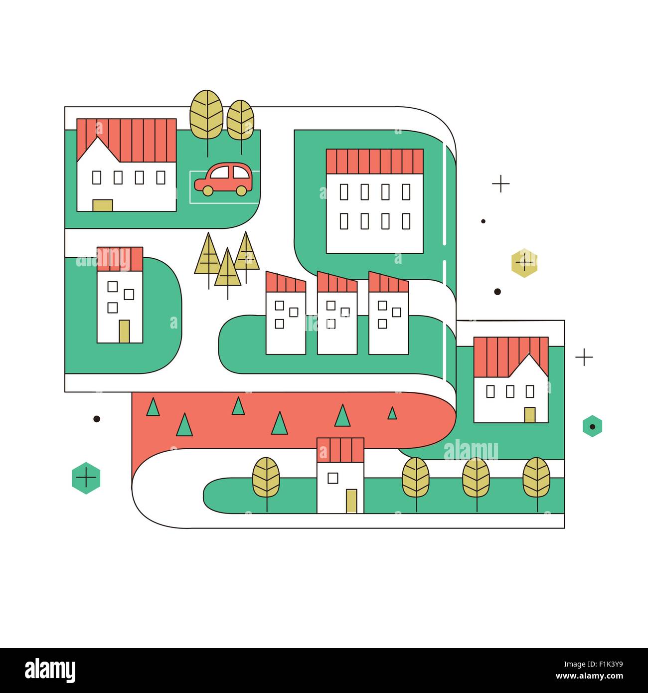 street map of small town in thin line flat design Stock Vector Image ... street map of small town in thin line flat design Stock Vector Image ...