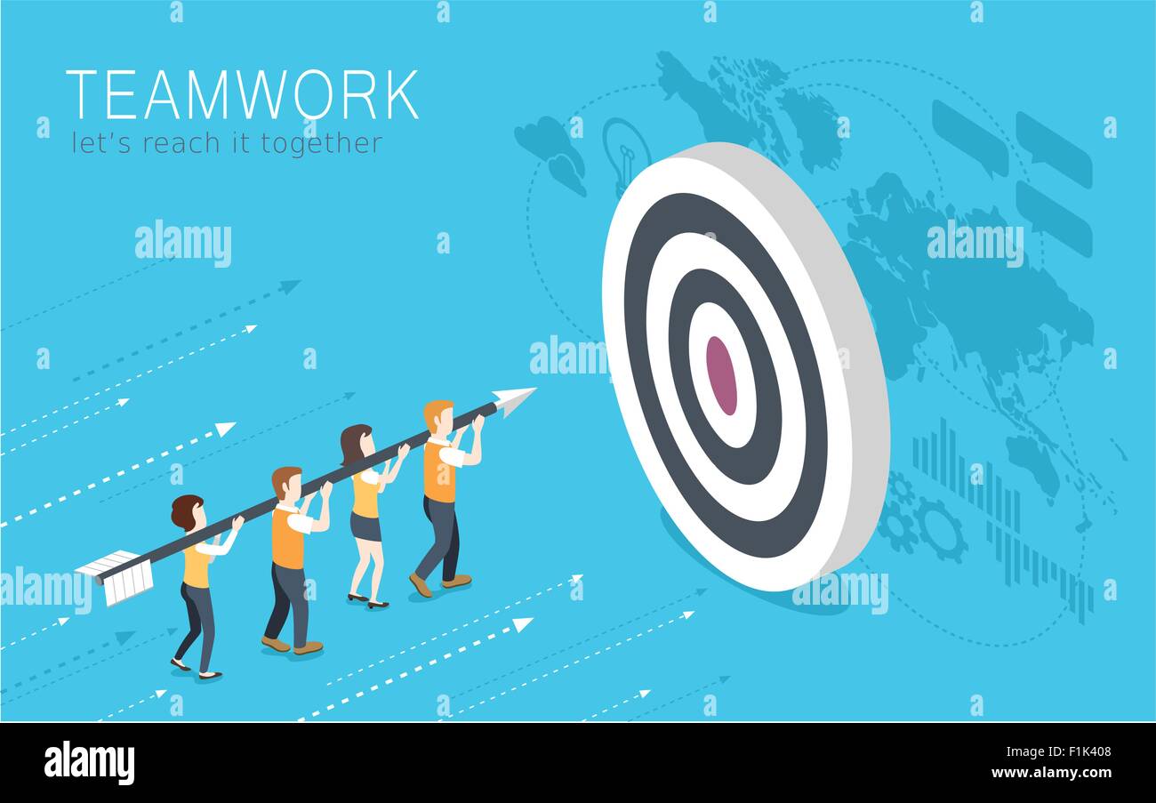 flat 3d isometric design of teamwork concept Stock Vector Image & Art ...