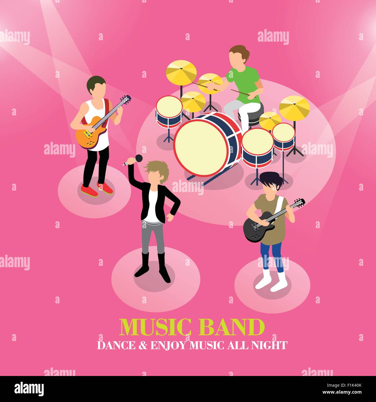 flat 3d isometric design of music band concept Stock Vector Image & Art ...