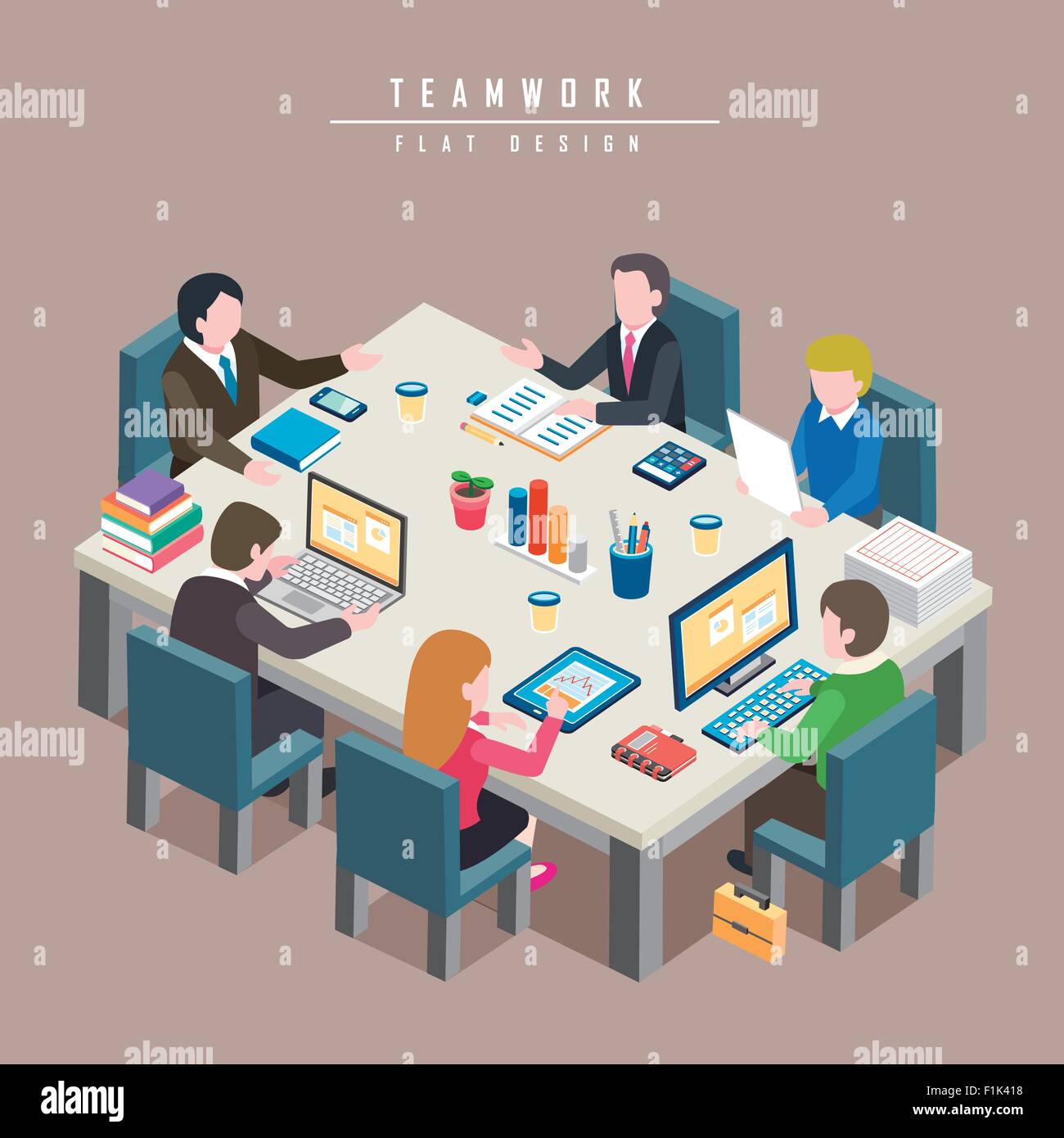 flat 3d isometric design of teamwork concept Stock Vector Image & Art ...