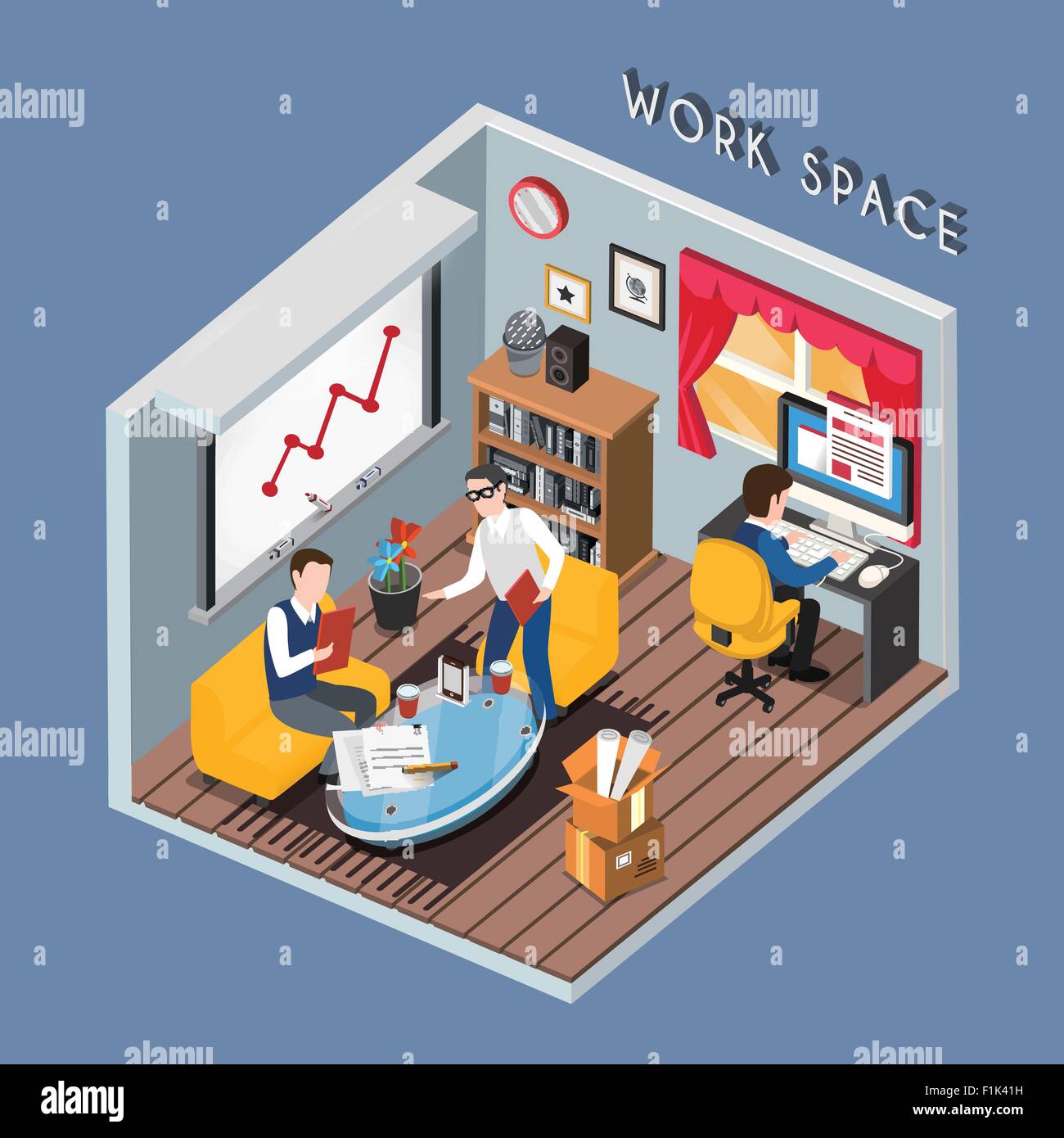 flat 3d isometric design of work space concept Stock Vector Image & Art ...