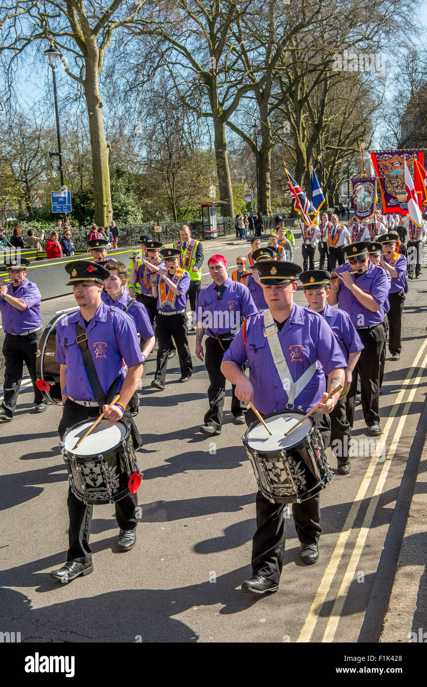St Georges Day Orange parade in City of London being escorted by the ...