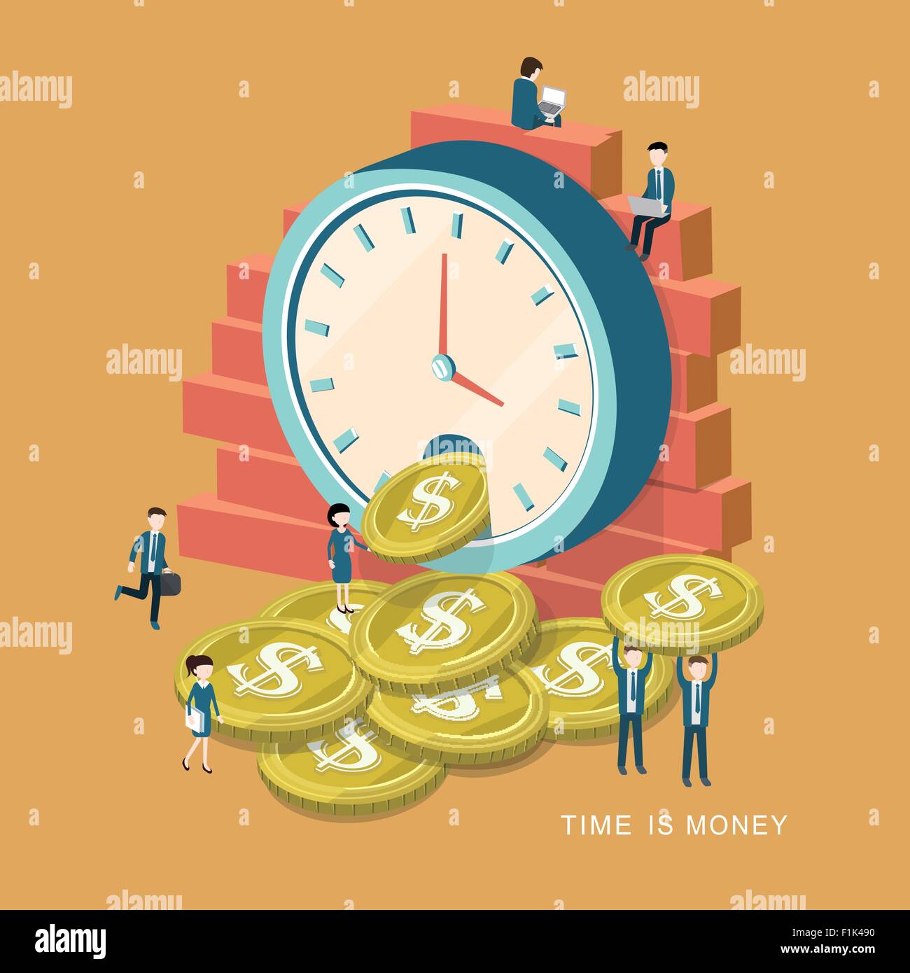 flat 3d isometric design of time is money concept Stock Vector Image ...