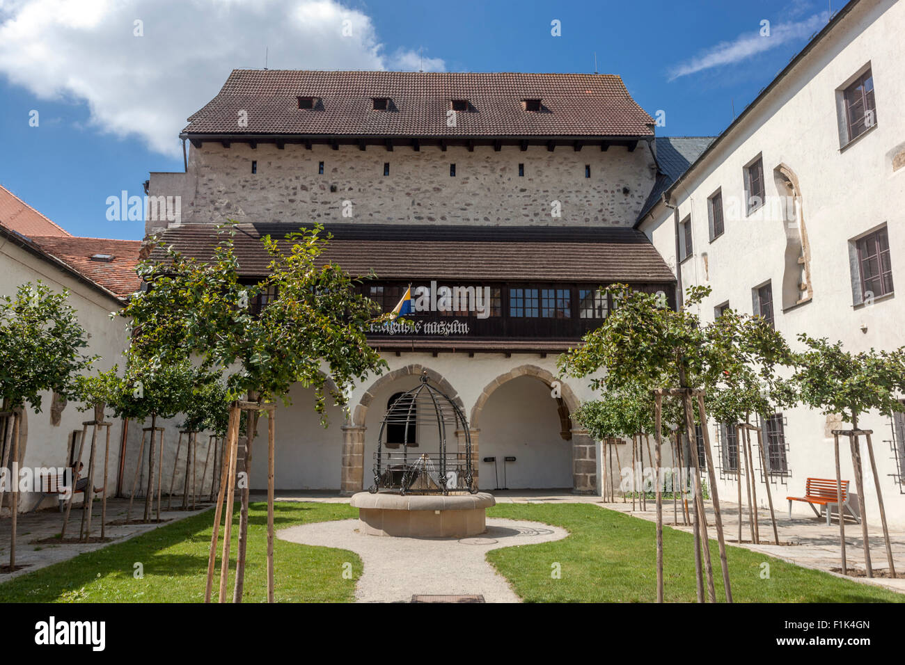 Pisek castle courtyard, South Bohemia, Czech Republic, Europe Stock ...