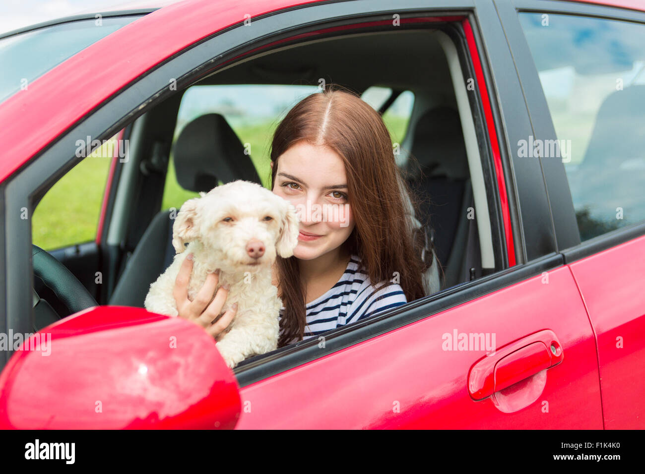 Woman driver outside Stock Photo - Alamy