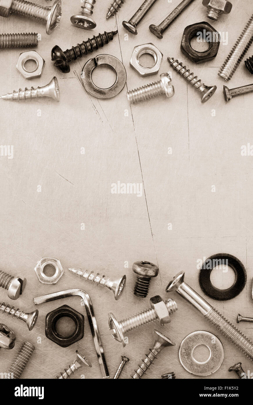 hardware tools at metal background texture Stock Photo - Alamy