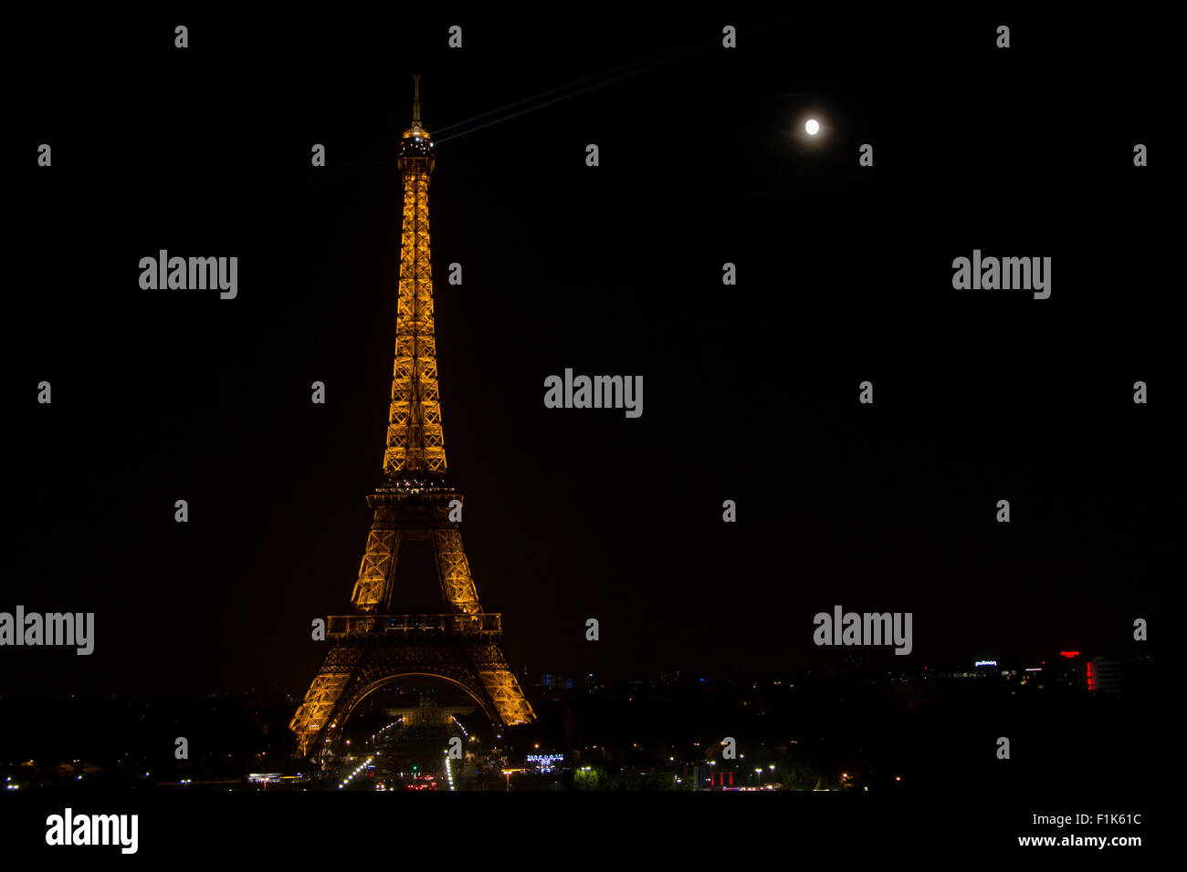 Eiffel tower night moon hi-res stock photography and images - Alamy