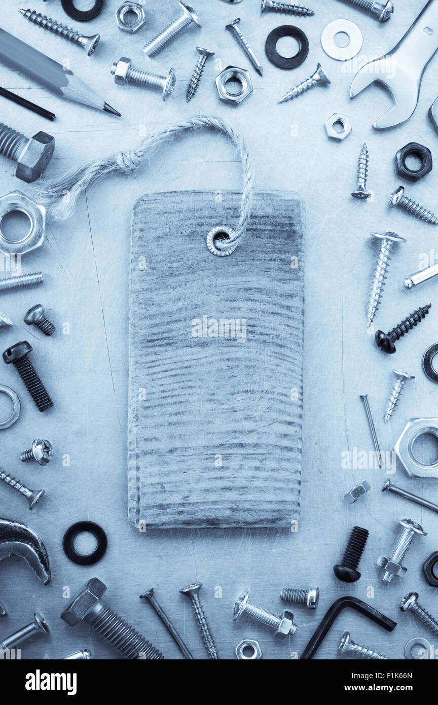 hardware tools at metal background texture Stock Photo - Alamy