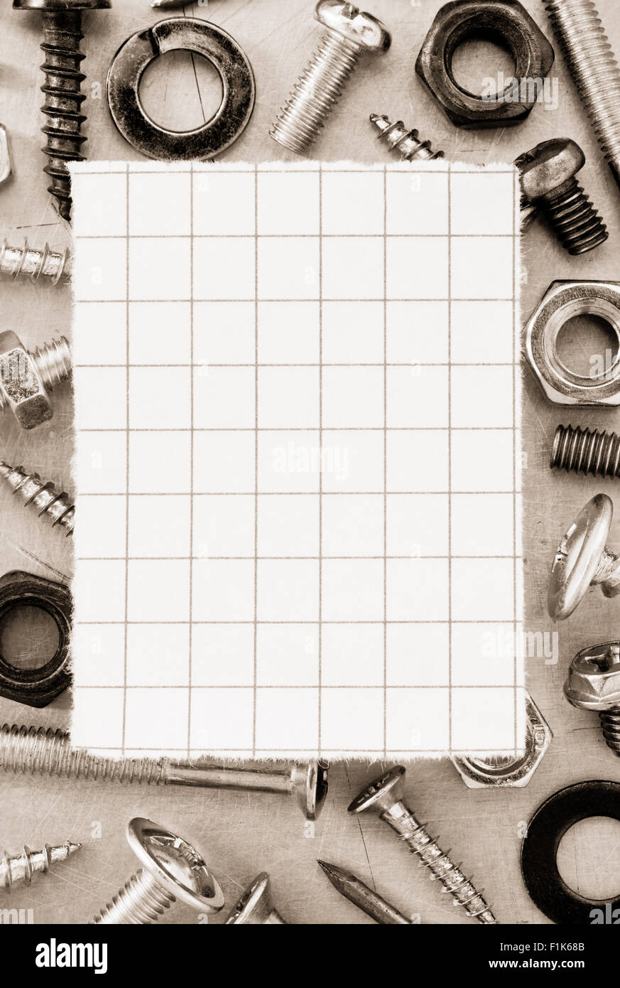 hardware tools at metal background texture Stock Photo - Alamy