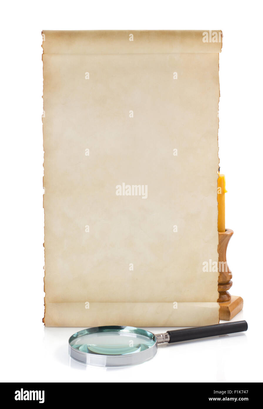 parchment scroll isolated on white background Stock Photo - Alamy