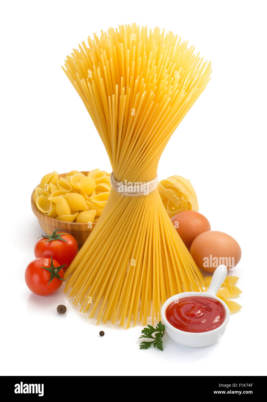 bunch of spaghetti isolated on white background Stock Photo - Alamy