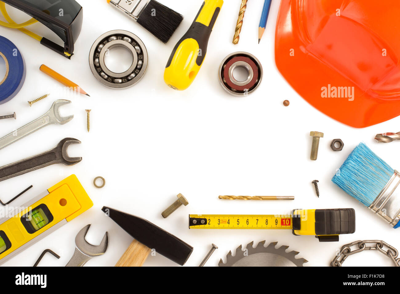 set of tools and instruments isolated on white background Stock Photo ...