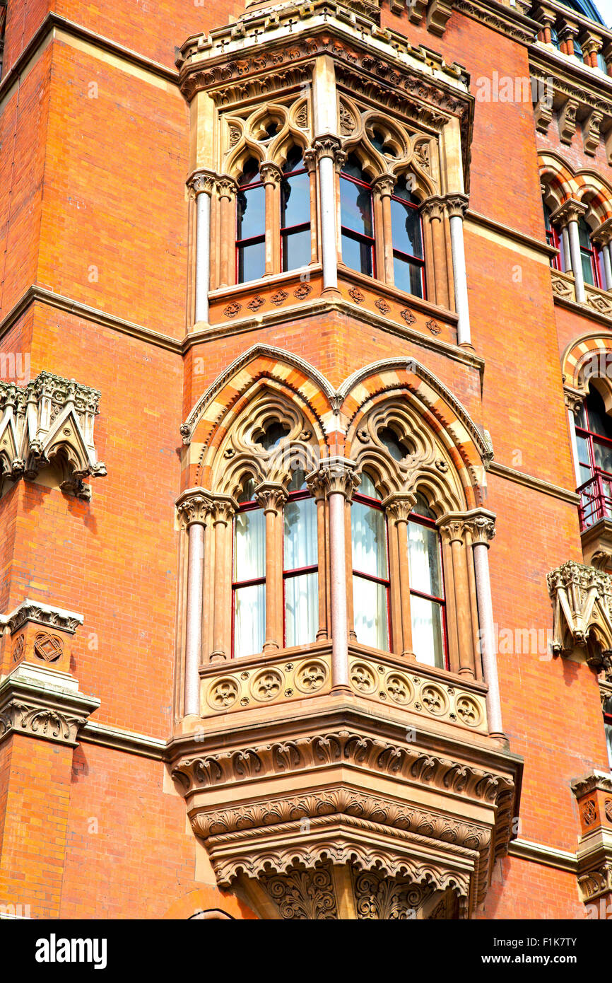 old architecture in london england windows and brick exterior wall ...