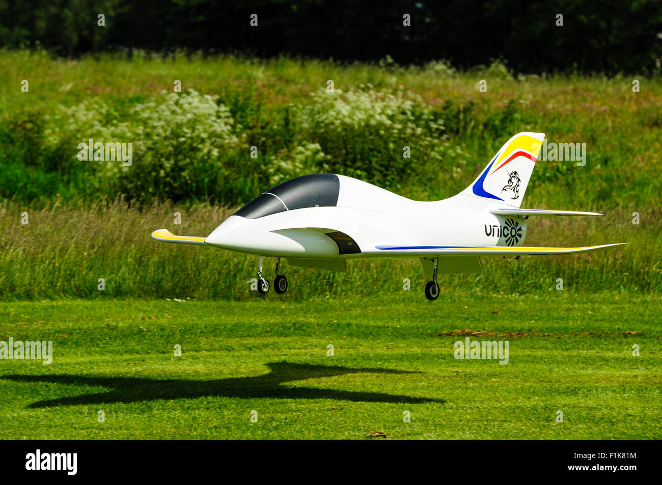 Enthusiasts fly large model aircraft at Strathaven Airfield during the ...