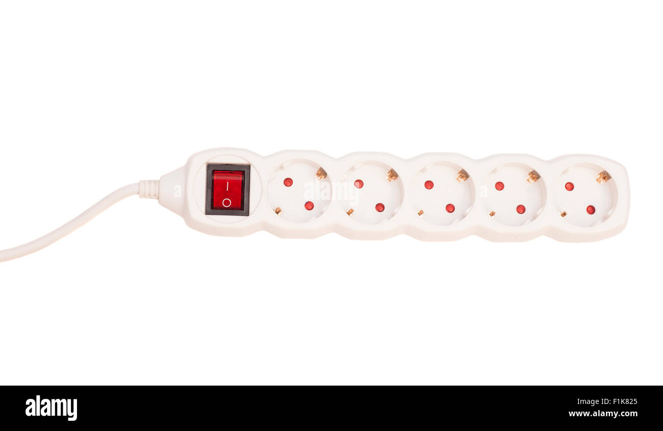 Multiple socket outlet on white isolated Stock Photo - Alamy