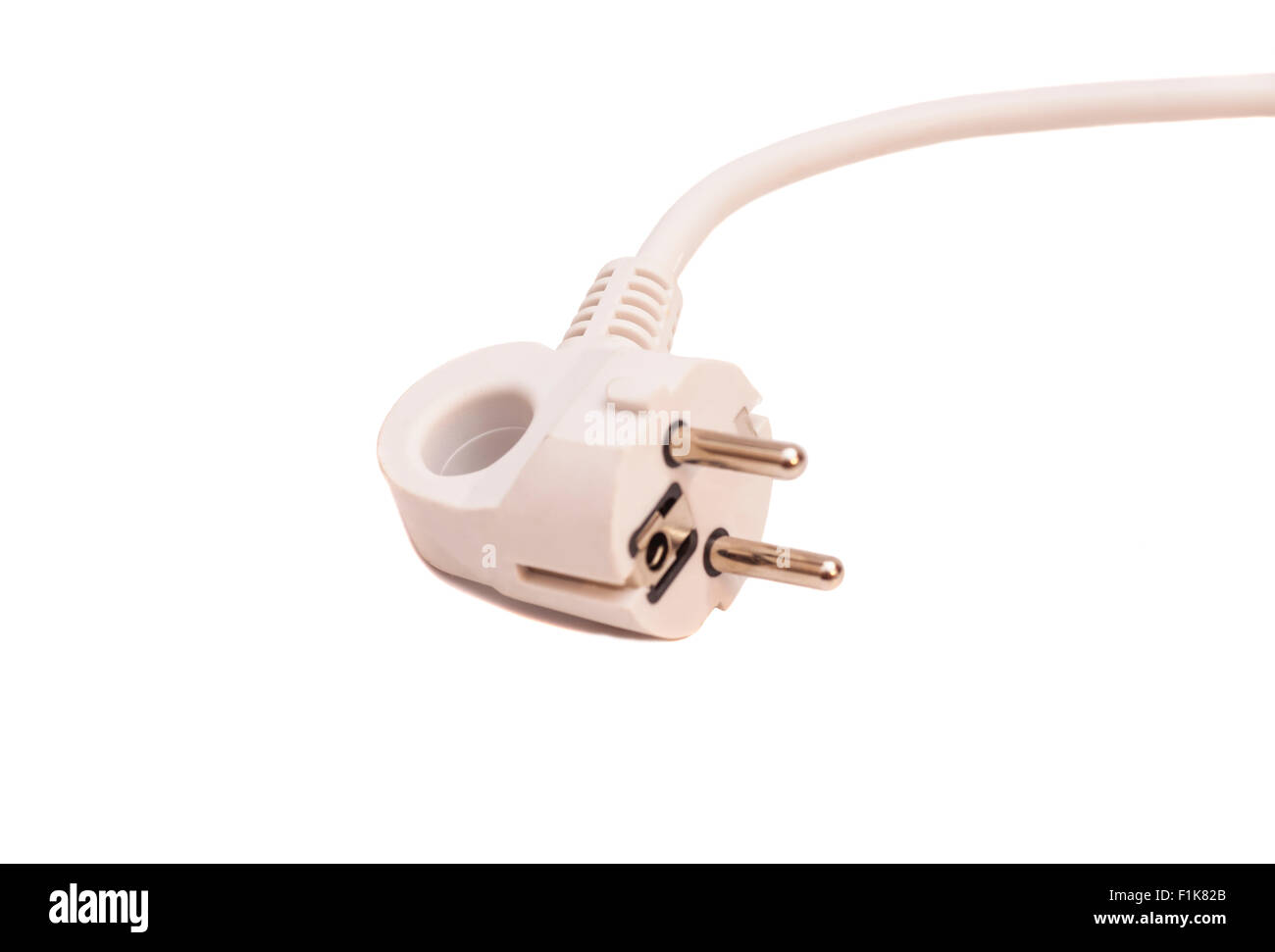white electric plug cable isolated on white background Stock Photo - Alamy
