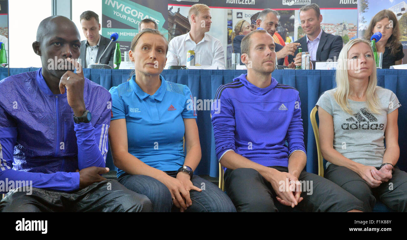 Prague, Czech Republic. 3rd Sep, 2015. From left sprinters Geoffrey ...