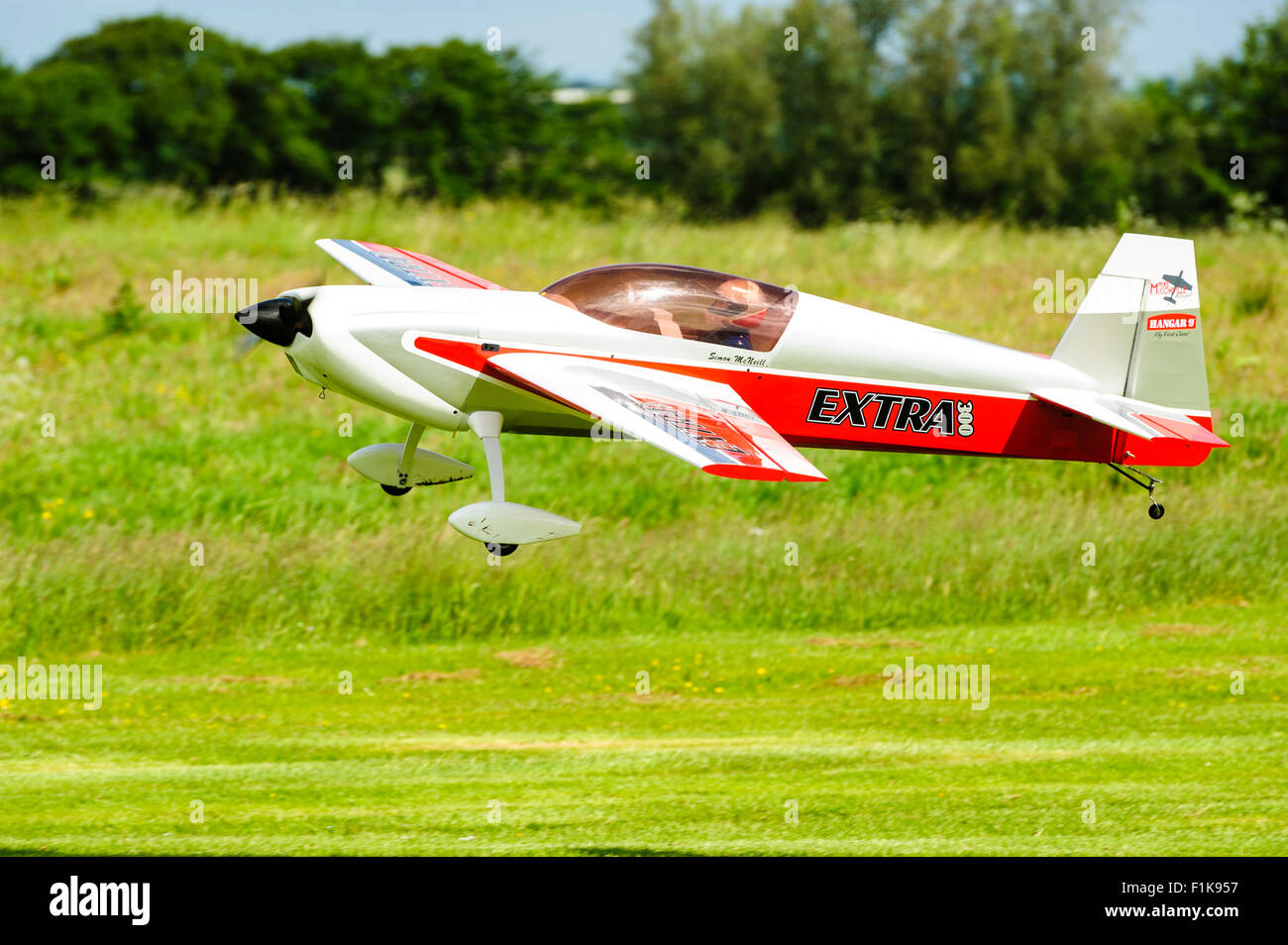 Enthusiasts fly large model aircraft at Strathaven Airfield during the ...
