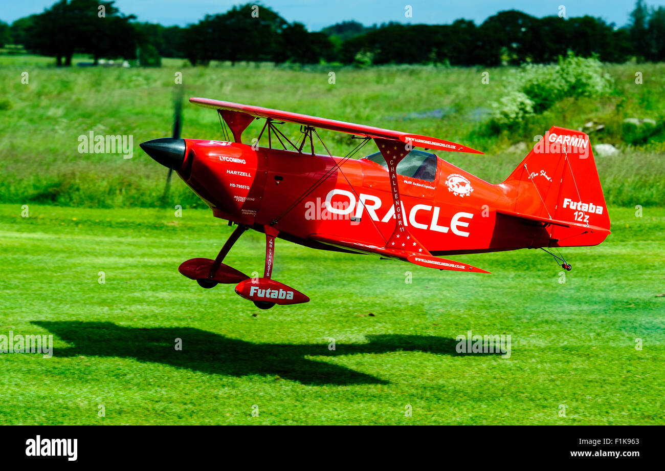 Enthusiasts fly large model aircraft at Strathaven Airfield during the ...