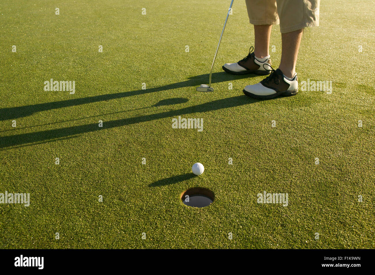 Man Putting on Golf Green Stock Photo - Alamy