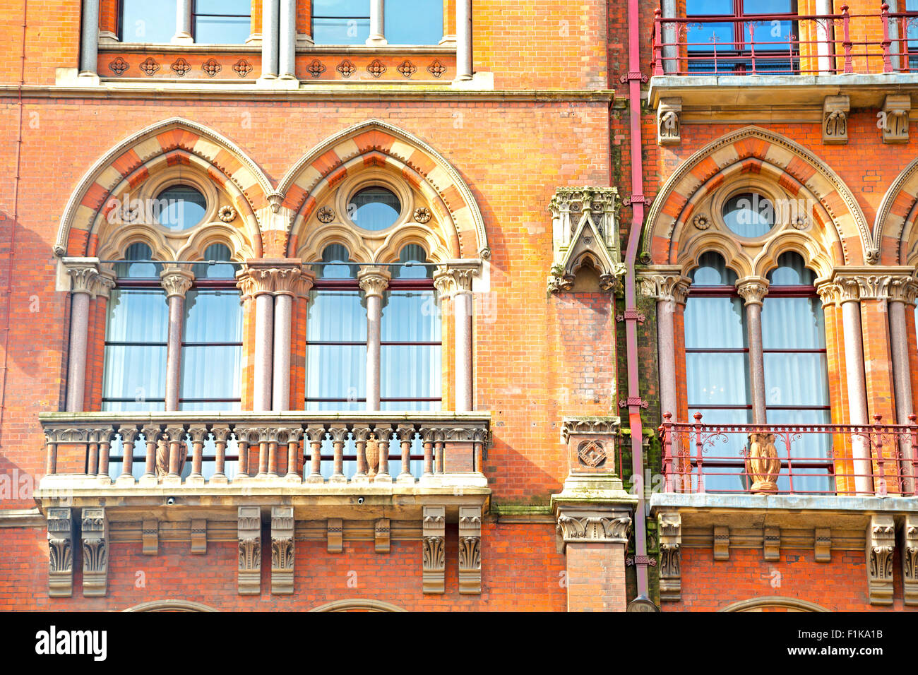 old architecture in london england windows and brick exterior wall ...