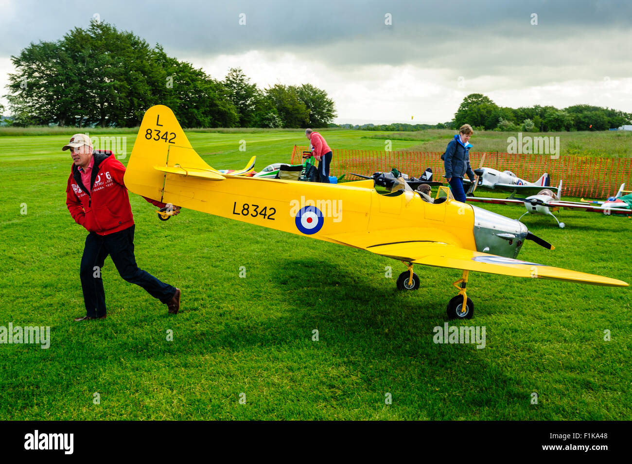 Enthusiasts fly large model aircraft at Strathaven Airfield during the ...