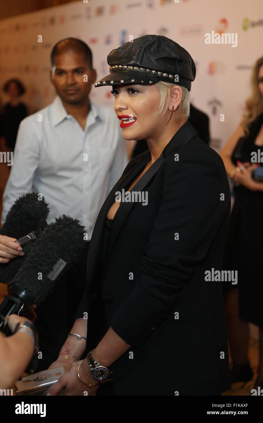 Nordoff Robbins O2 Silver Clef Awards held at Grosvenor House Featuring: Rita Ora Where: London ...