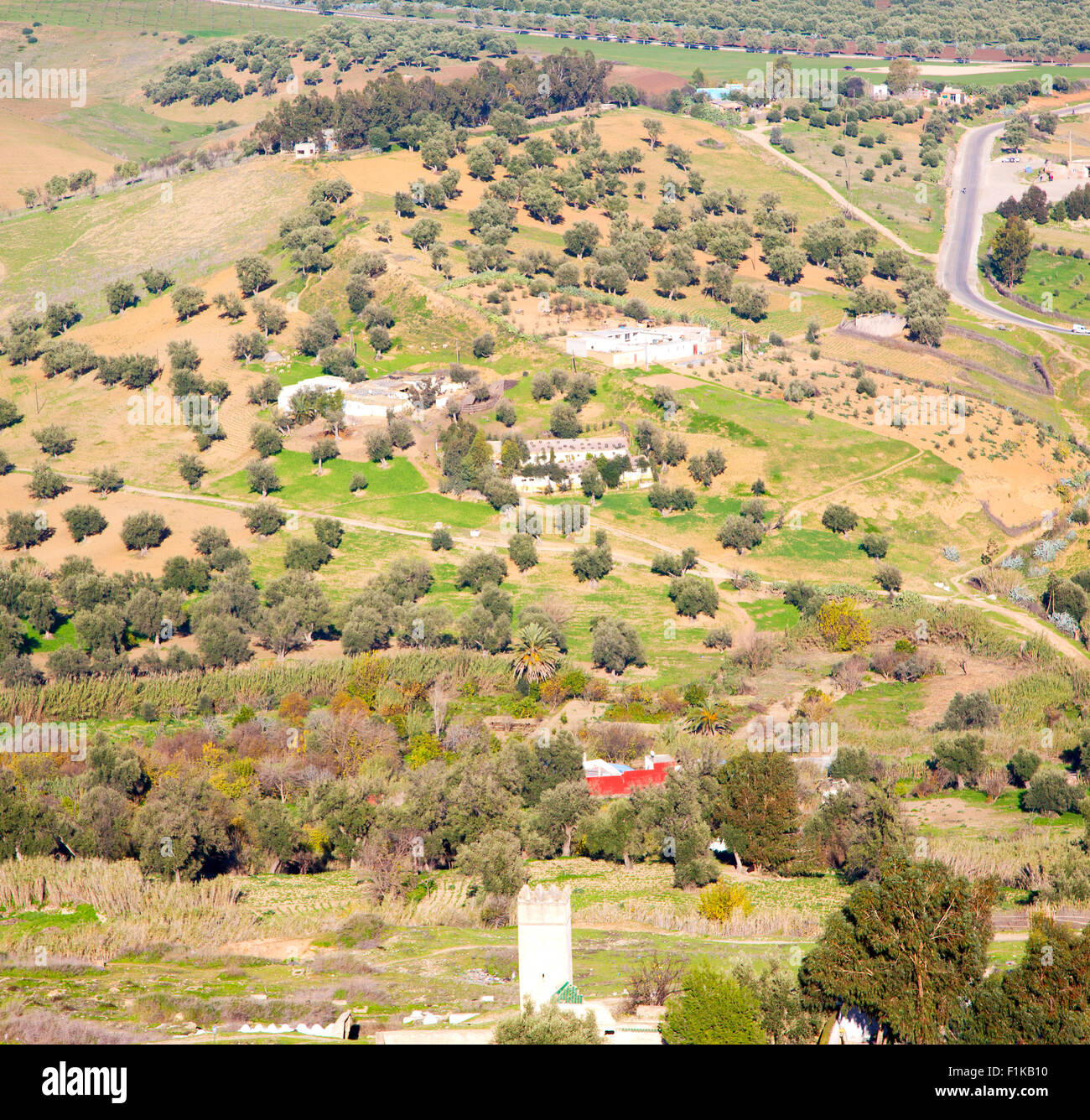 from high in the village morocco africa field and constructions Stock ...
