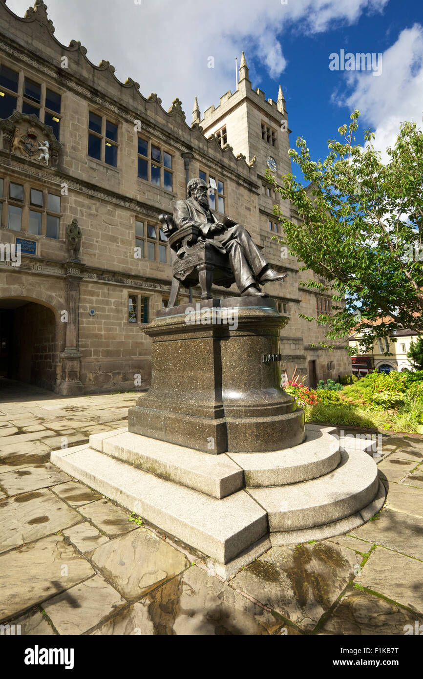 Statue of Charles Darwin outside Shrewsbury Library Shrewsbury ...